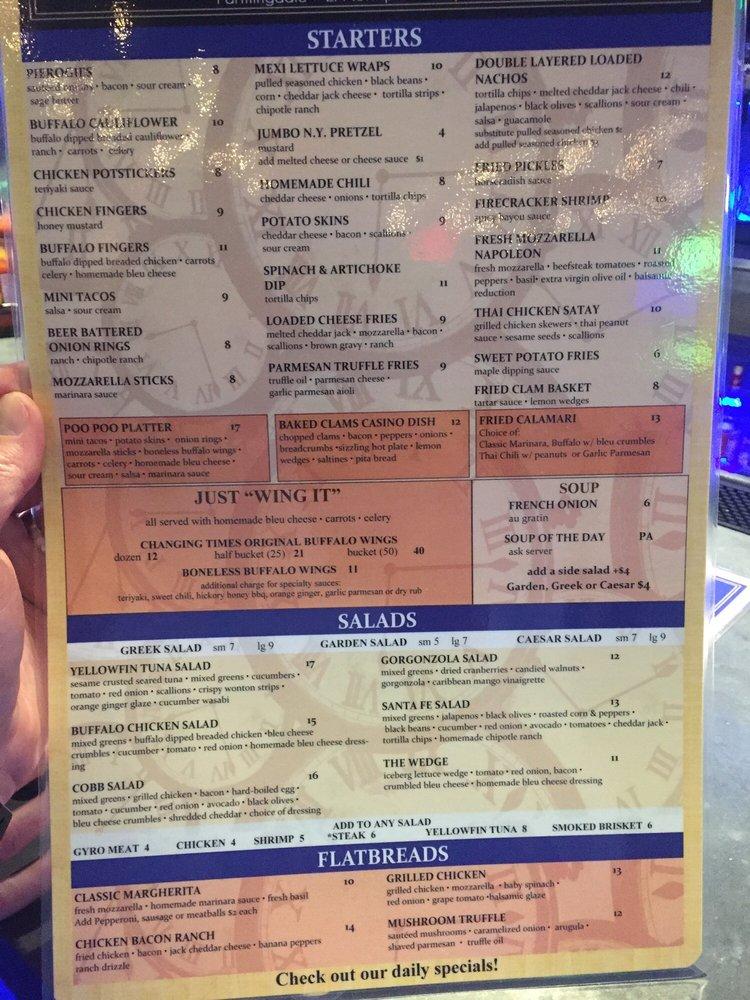 Carta de Changing Times American Sports Bar & Grille, Bay Shore