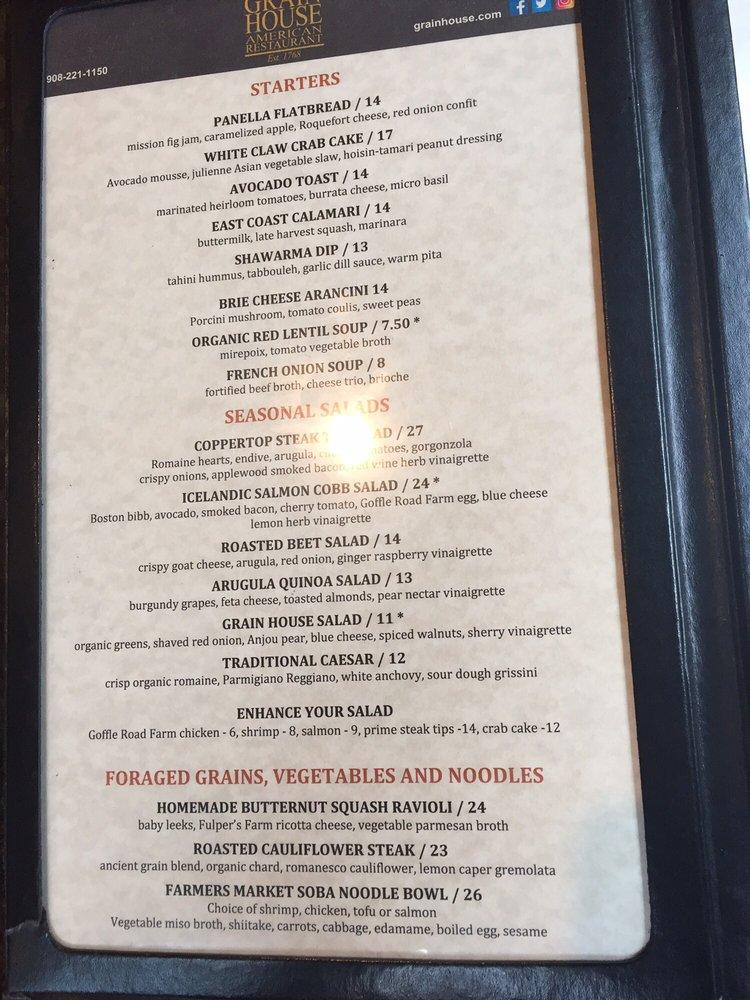 Menu at Grain House pub & bar, Bernards