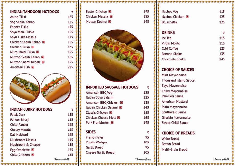 Menu at Hotdog Factory, Gurugram, SF-41