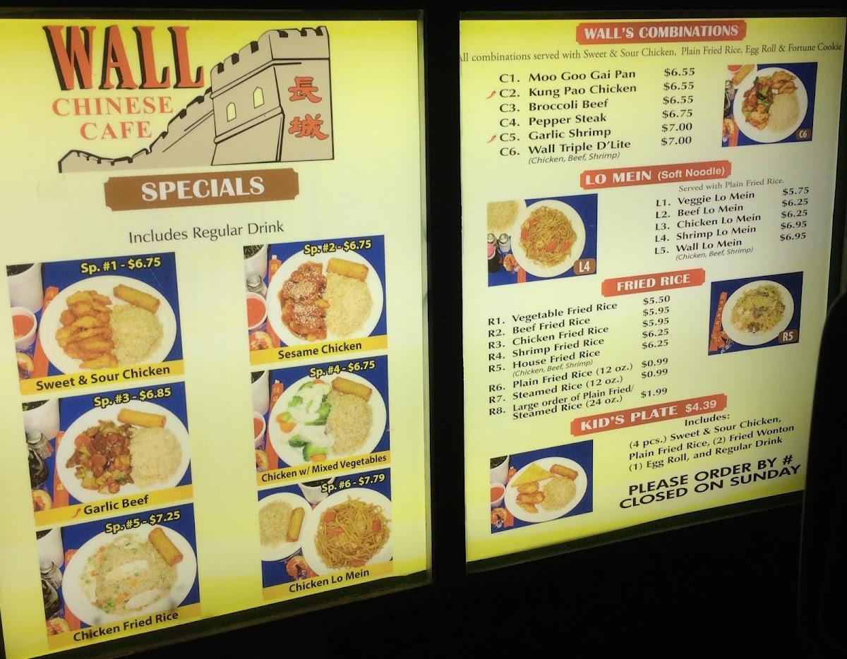 Menu at Wall Chinese Cafe, Waxahachie