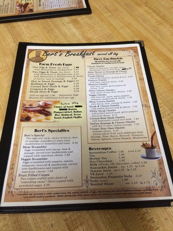 Menu at Bert's Breakfast & Lunch restaurant, Uxbridge