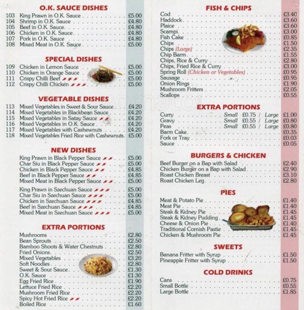 Menu at Golden Gate fast food, Stockport, 452 Didsbury Road