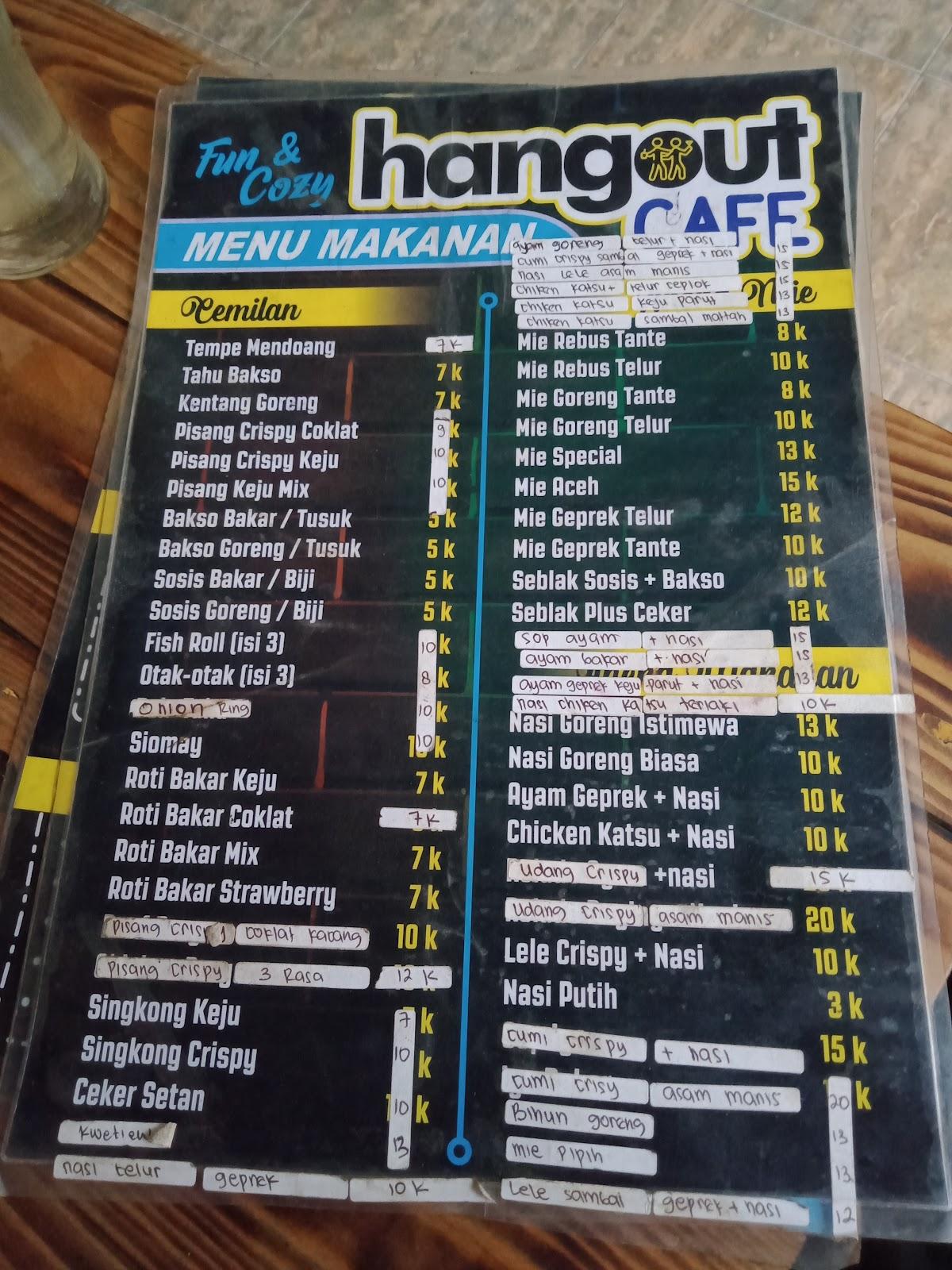 Menu at HangOut_Cafe, Batang