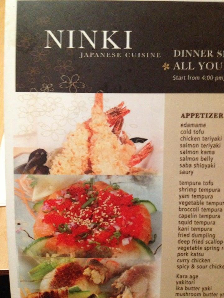 Menu at Ninki Sushi and Sake Lounge restaurant, Toronto