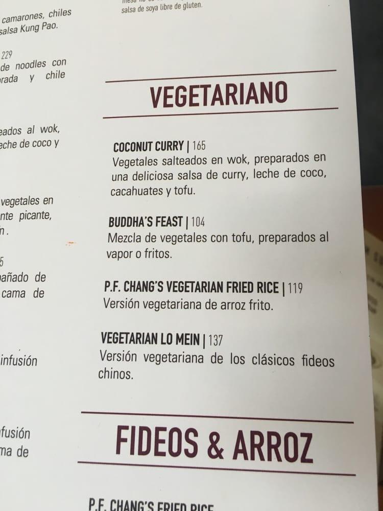 Carta del restaurante P.F. Chang's, Merida