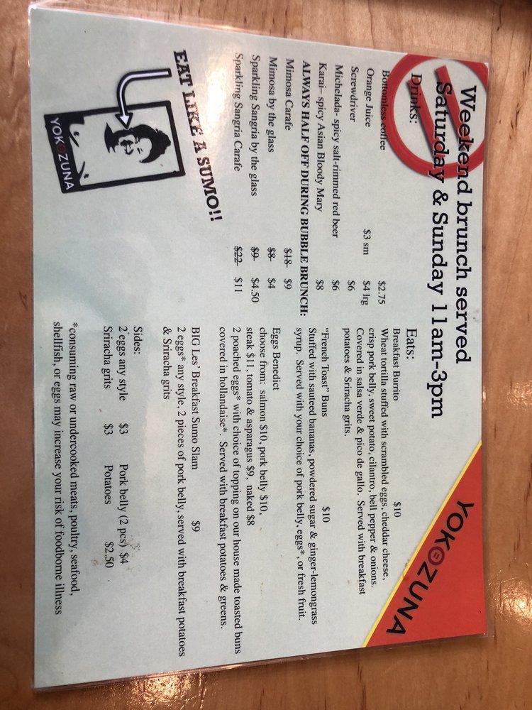 Menu at Yokozuna Yale restaurant, Tulsa, S Yale Ave #100