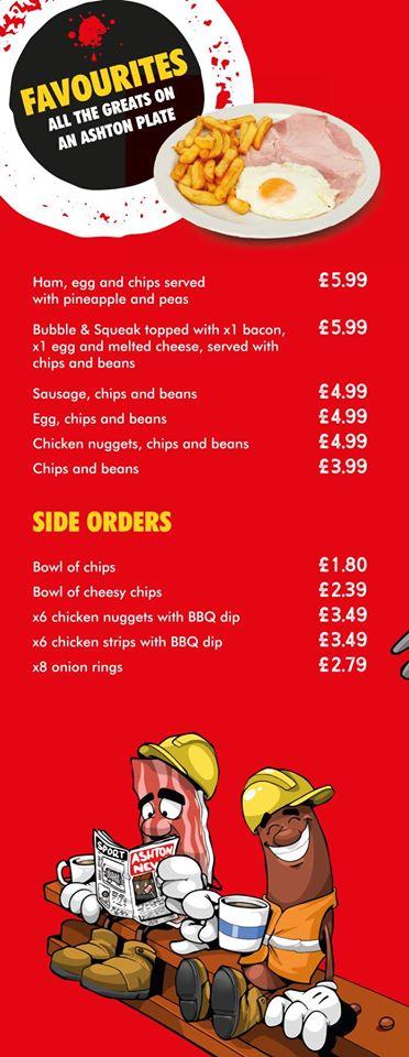 Menu at Ashton Plate cafe, Bristol