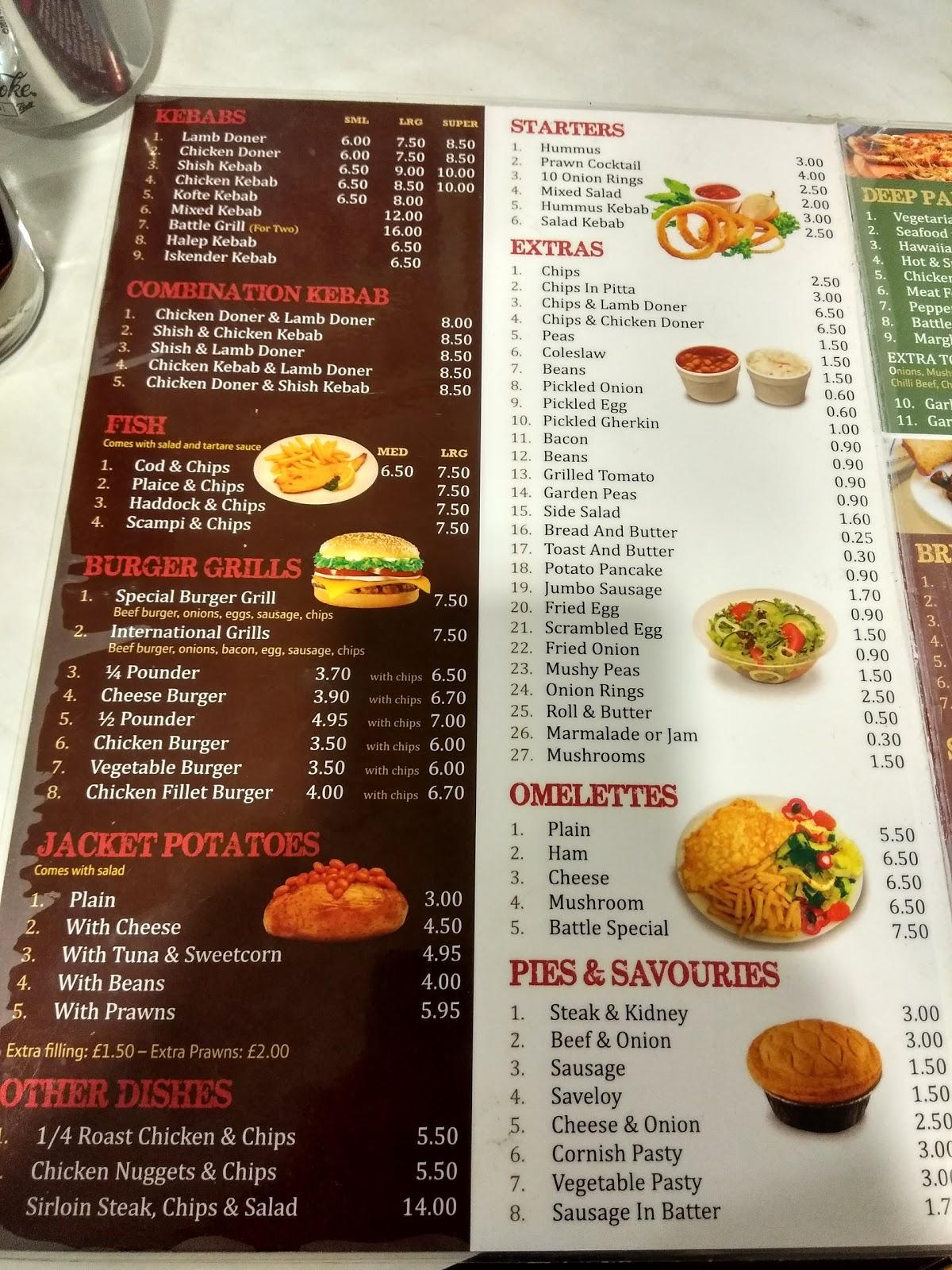 Menu at Battle Kebabs, Fish & Chips Cafe Restaurant, Battle, Unit 1