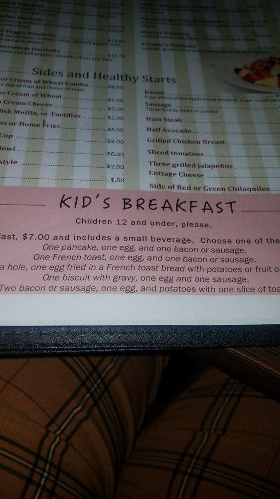 Menu at BG's Cafe, Oxnard