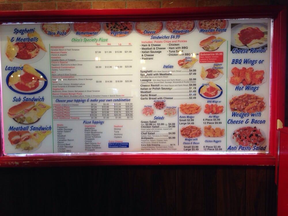 Menu at Chico's Pizza Parlor pizzeria, Lynwood