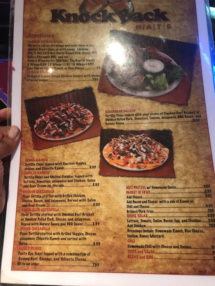 Menu at Knockback Nats pub & bar, Cincinnati