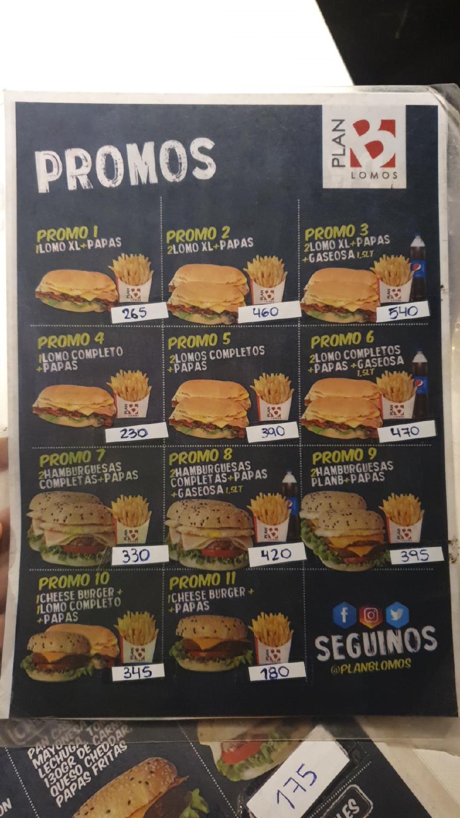 Menu at Plan B restaurant, Córdoba, Av. Recta Martinolli 7741