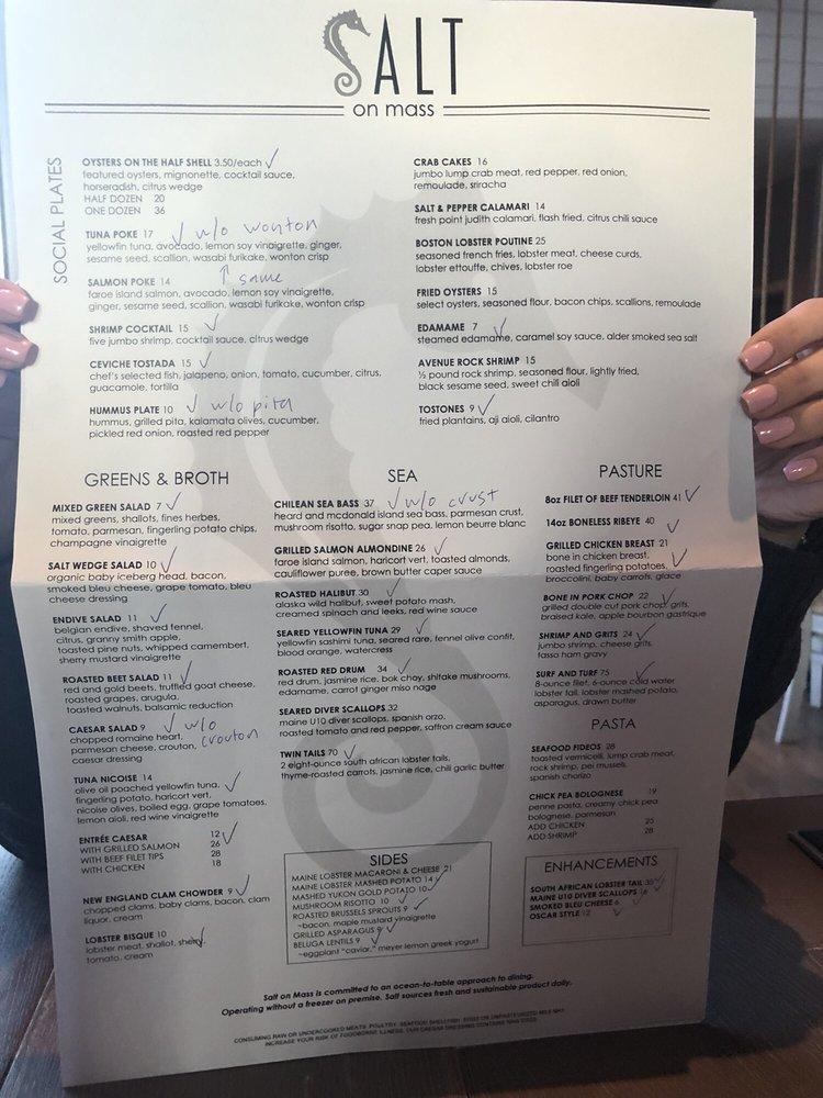 Menu at Salt on Mass pub & bar, Indianapolis, 505 Massachusetts Ave