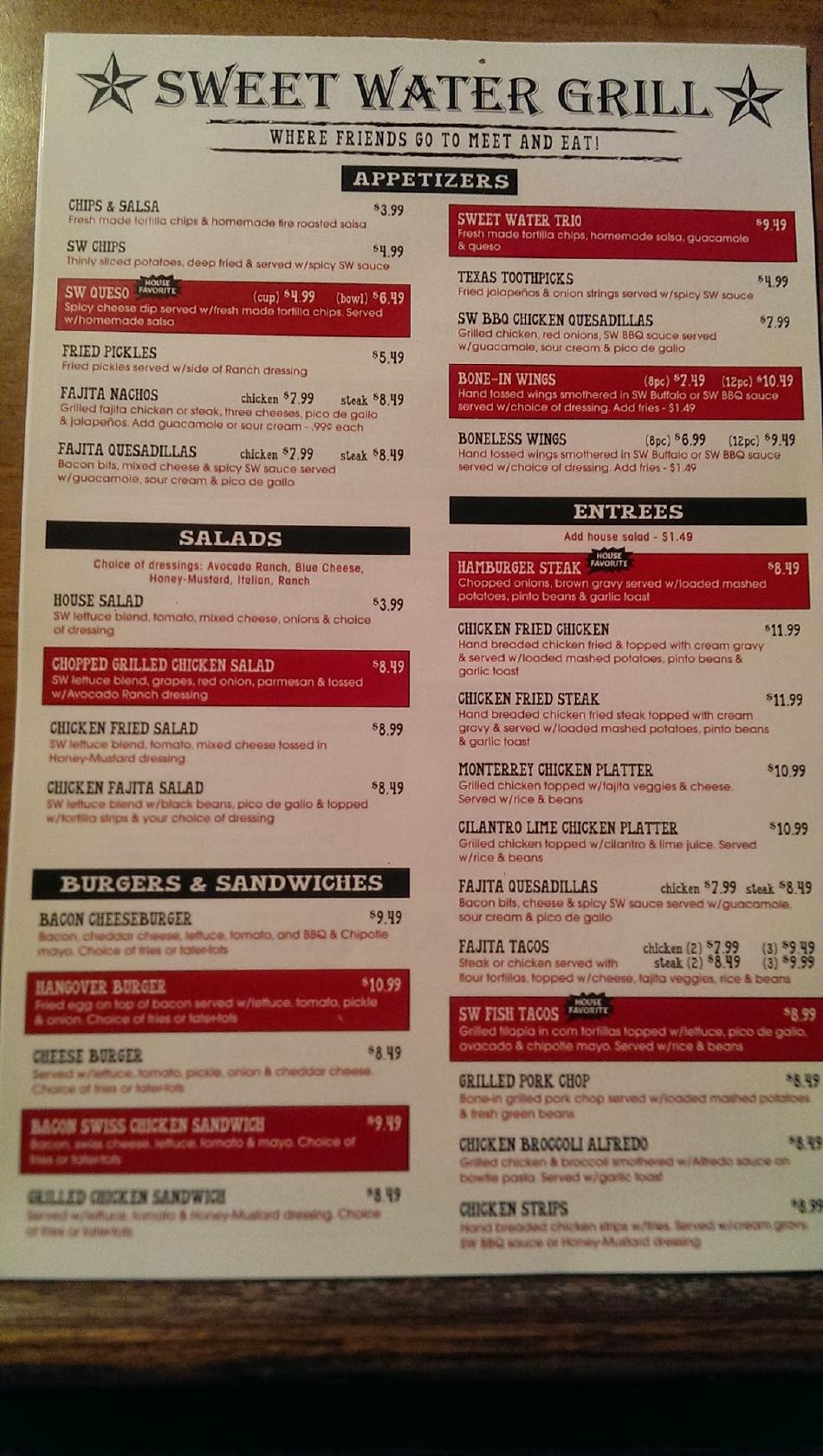Menu at Sweetwater Grill pub & bar, Royse City, TX-276