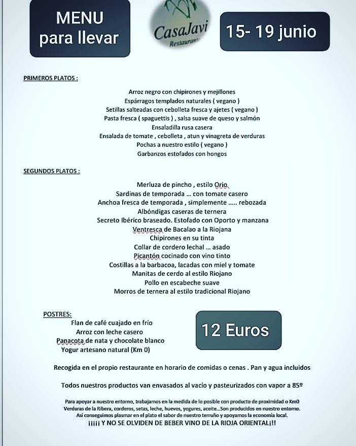 Menu at Casa Javi Restaurante, Rincón de Soto