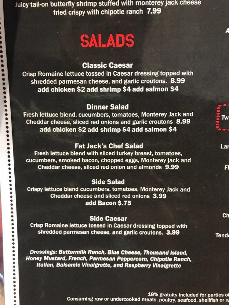 Menu at Fat Jack's pub & bar, Walterboro, Bells Hwy