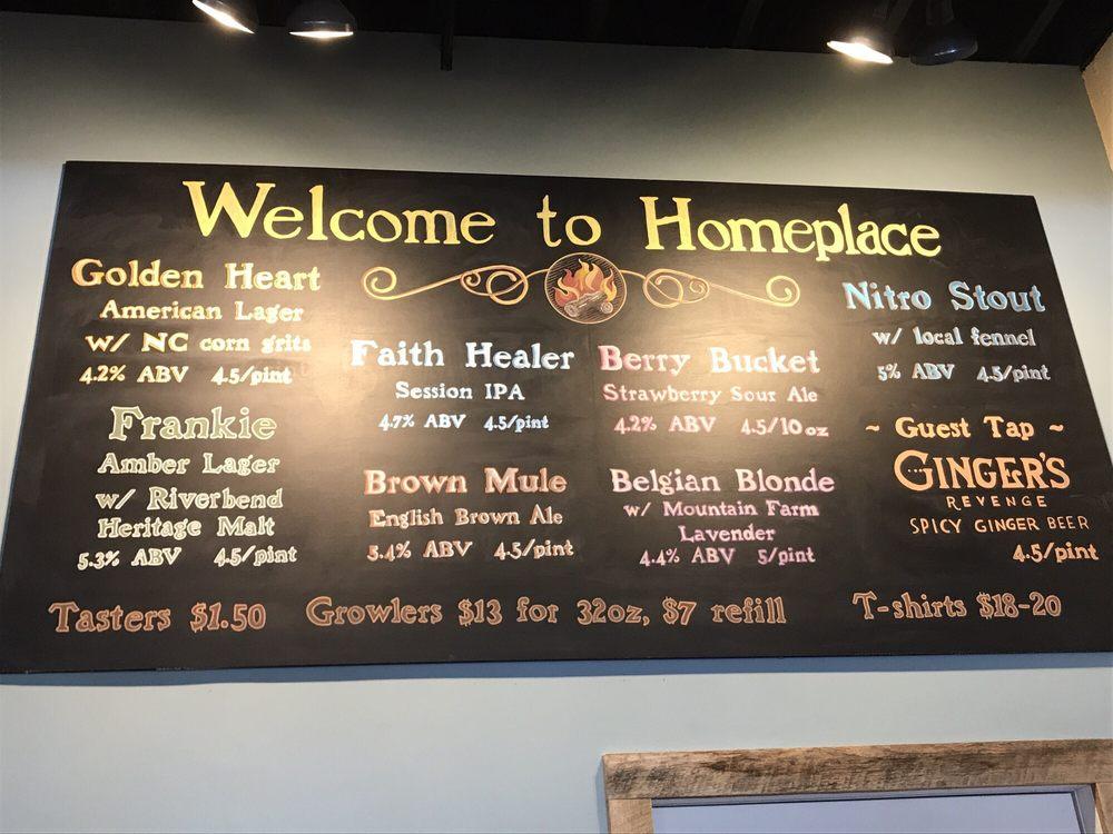 Menu at Homeplace Beer Company restaurant, Burnsville