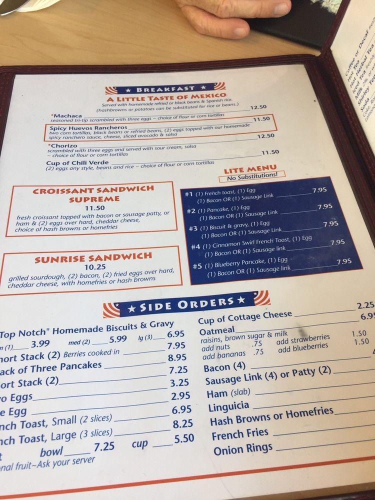 Menu at Penny's All American Cafe, Pismo Beach, Price St