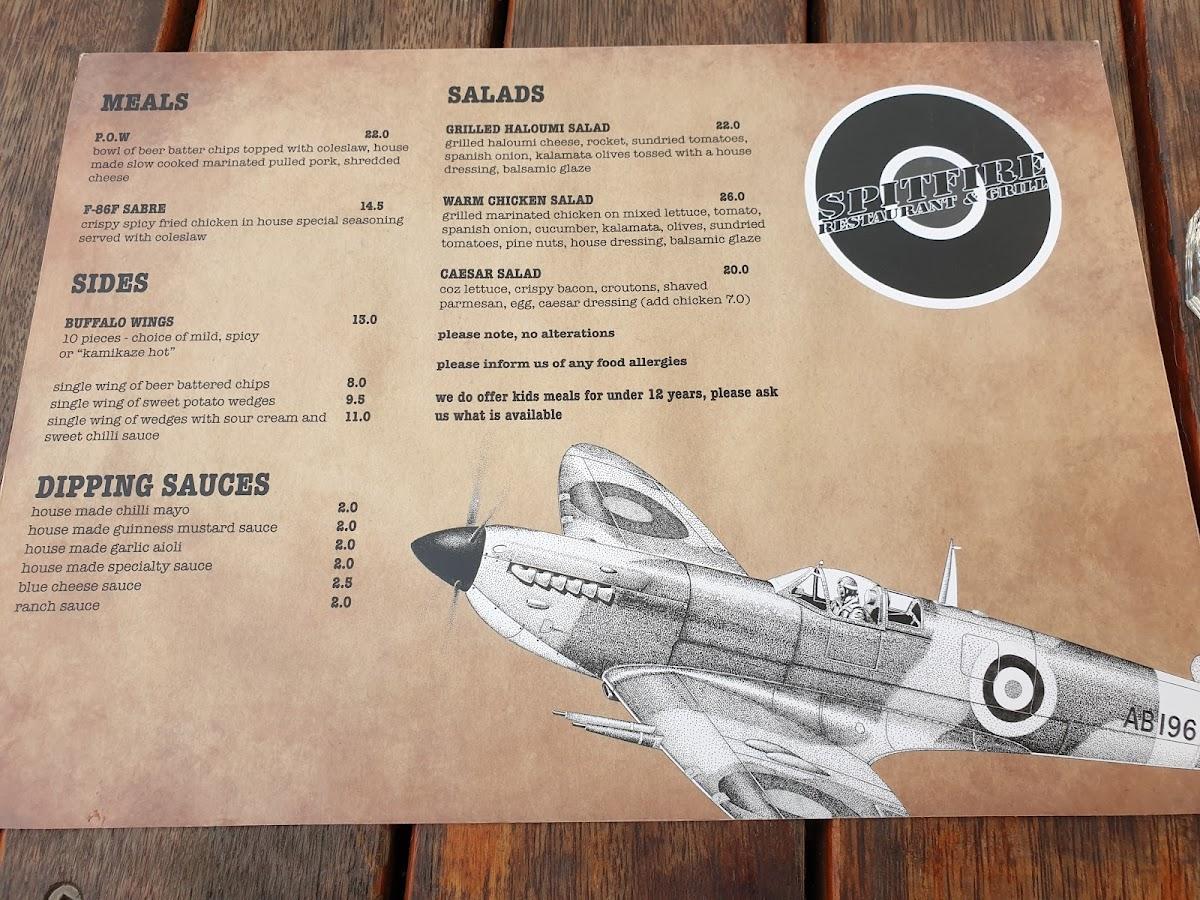 Menu at Spitfire Restaurant & Grill, Rosebud