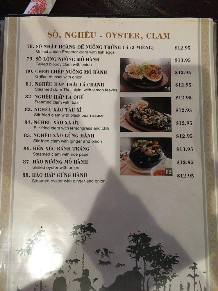 Menu at Dong Que Restaurant, San Jose