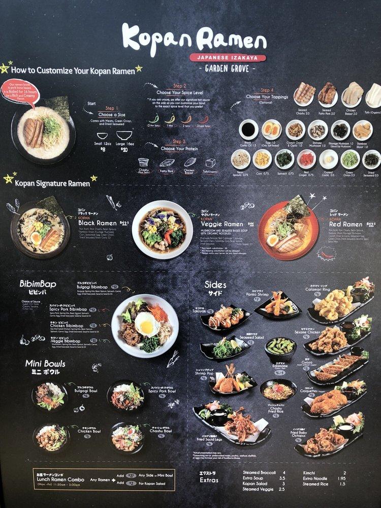 Carta del restaurante Kopan Sushi & Ramen, Garden Grove
