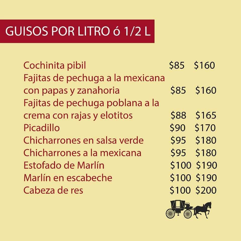 Menu at Restaurante La Posta, Culiacán, Calle Constitución 32