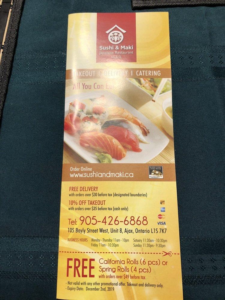 Menu at Sushi & Maki restaurant, Ajax