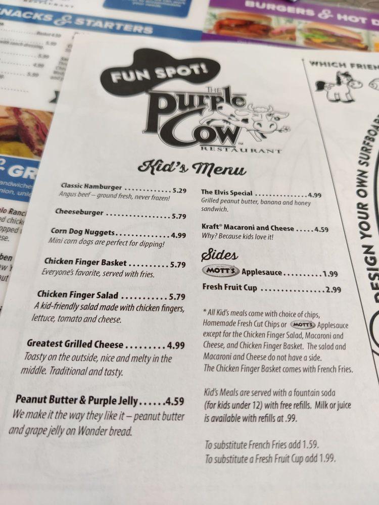 Menu at The Purple Cow Restaurant, Hot Springs