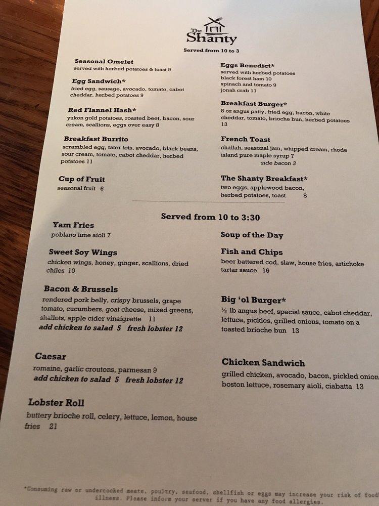 Menu at The Shanty pub & bar, Warwick, Post Rd