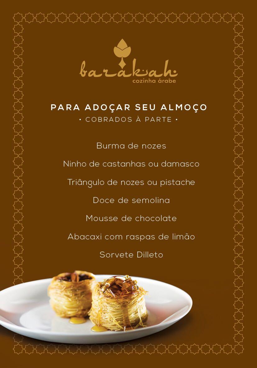 Menu em Barakah Cozinha Árabe, São Paulo, R. Prof. Atílio Innocenti
