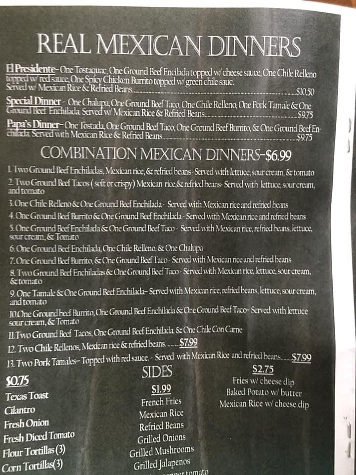 Menu at Casa Lopez Mexican Restaurant, Puxico