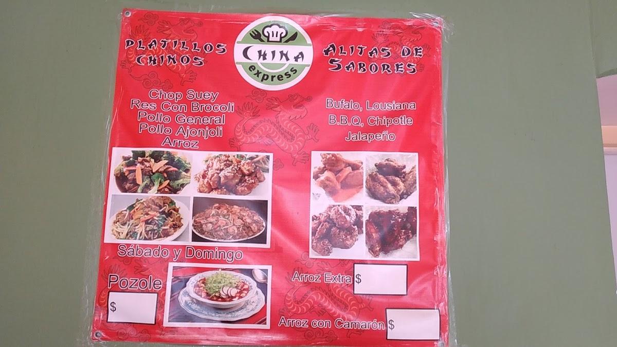 Menu at China Express restaurant, Ciudad Juarez