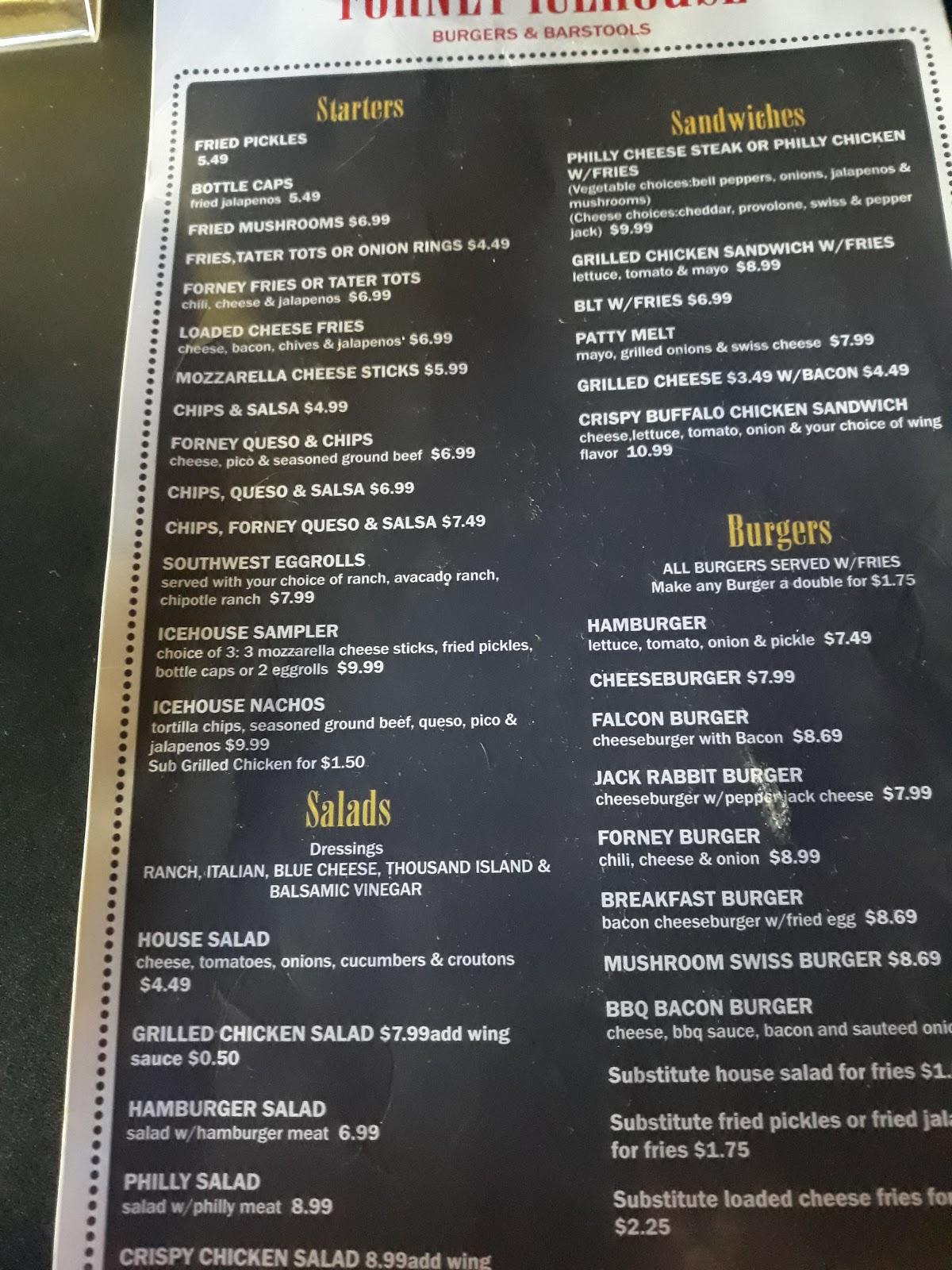Menu at Forney Icehouse pub & bar, Forney