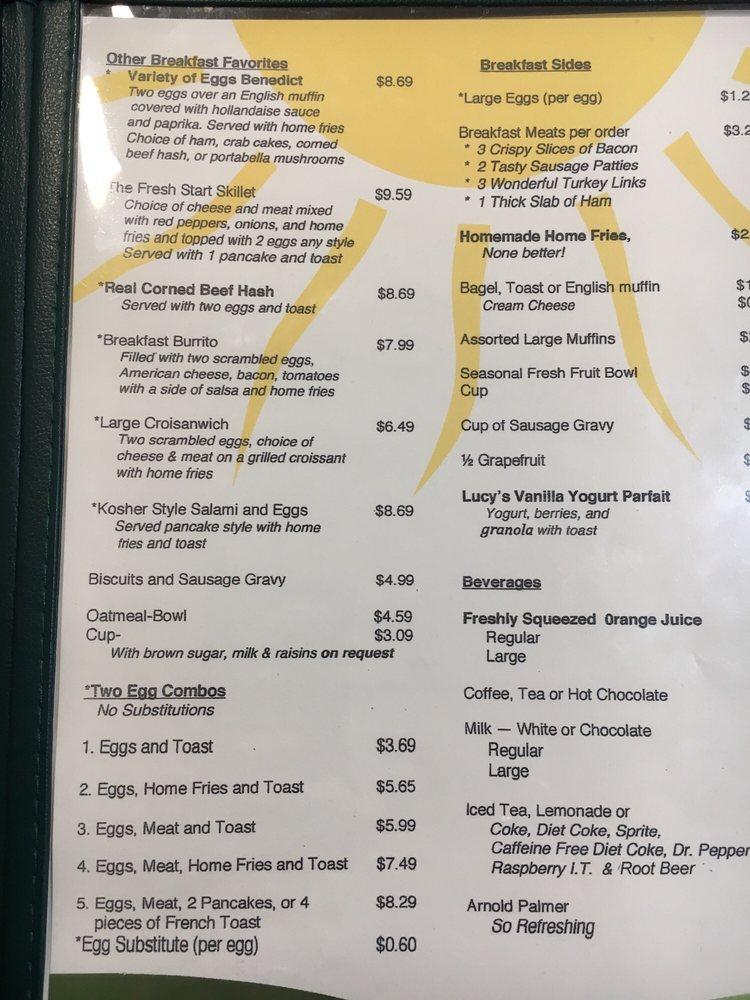 Menu at Fresh Start Diner restaurant, Twinsburg