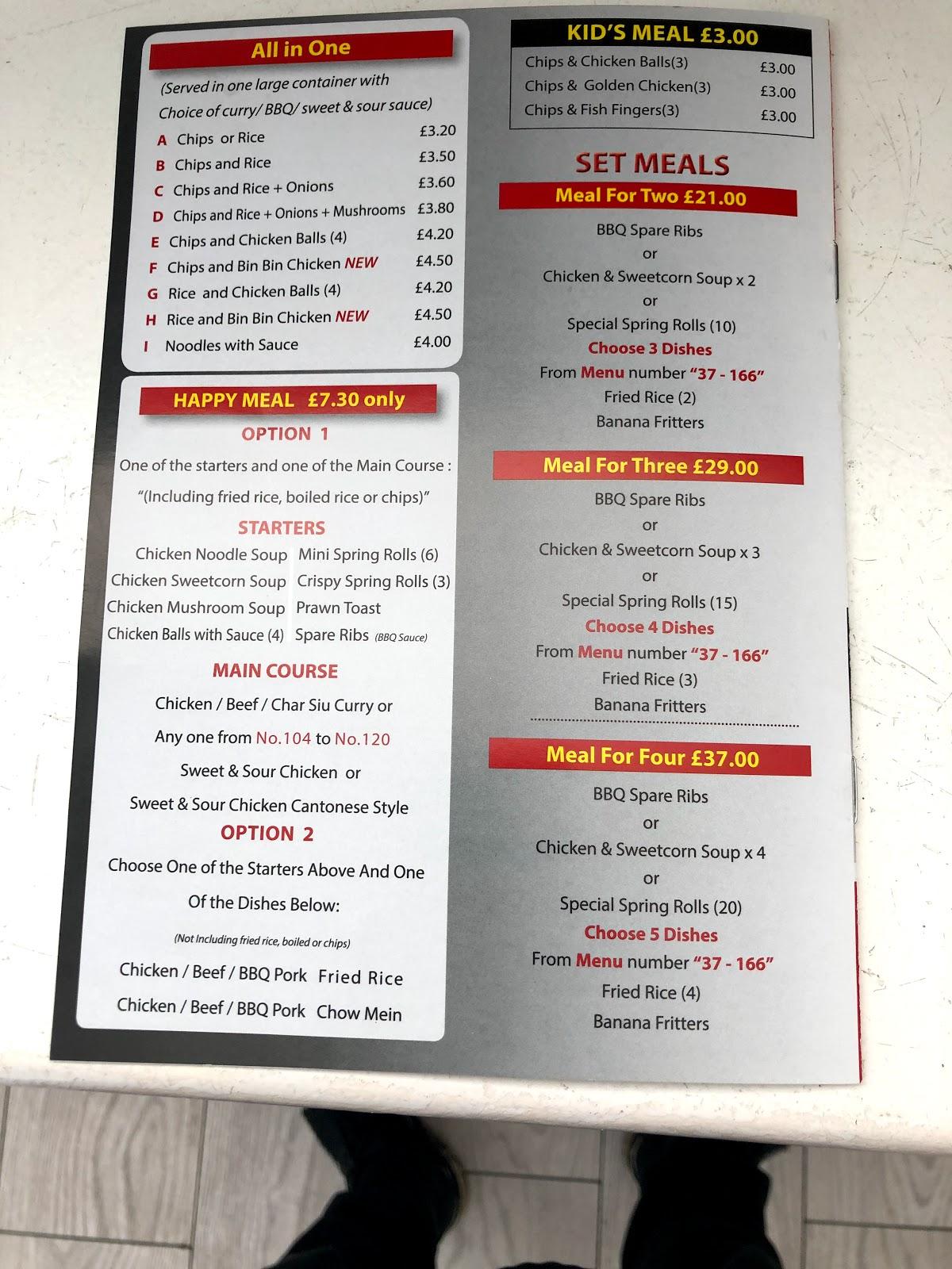 Menu at Friendlies fast food, Inverkeithing