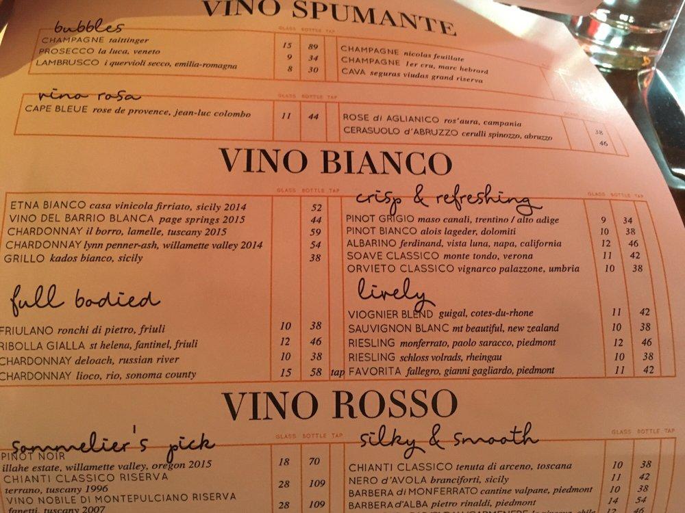 Menu at Mora Italian pub & bar, Phoenix