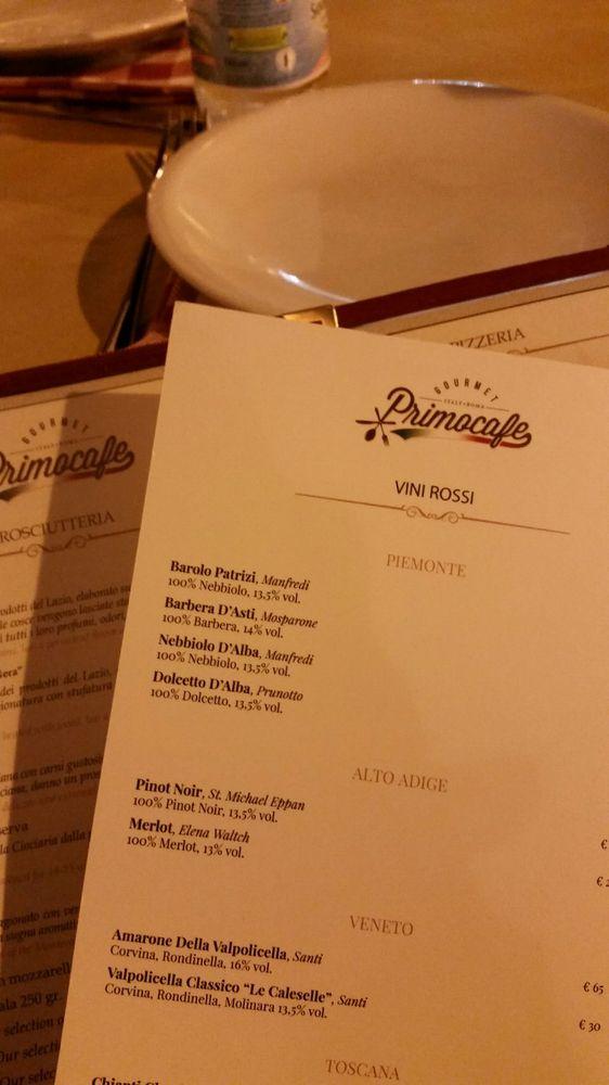 Menu at Primo Cafe Gourmet, Rome, Campo de' Fiori