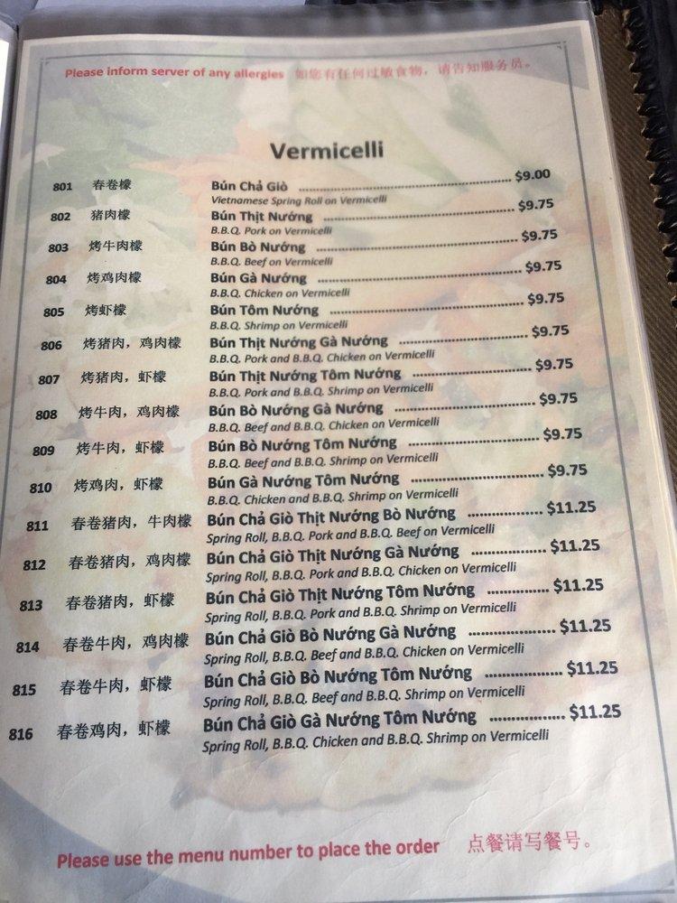 Menu at Merivale Noodle House restaurant, Ottawa