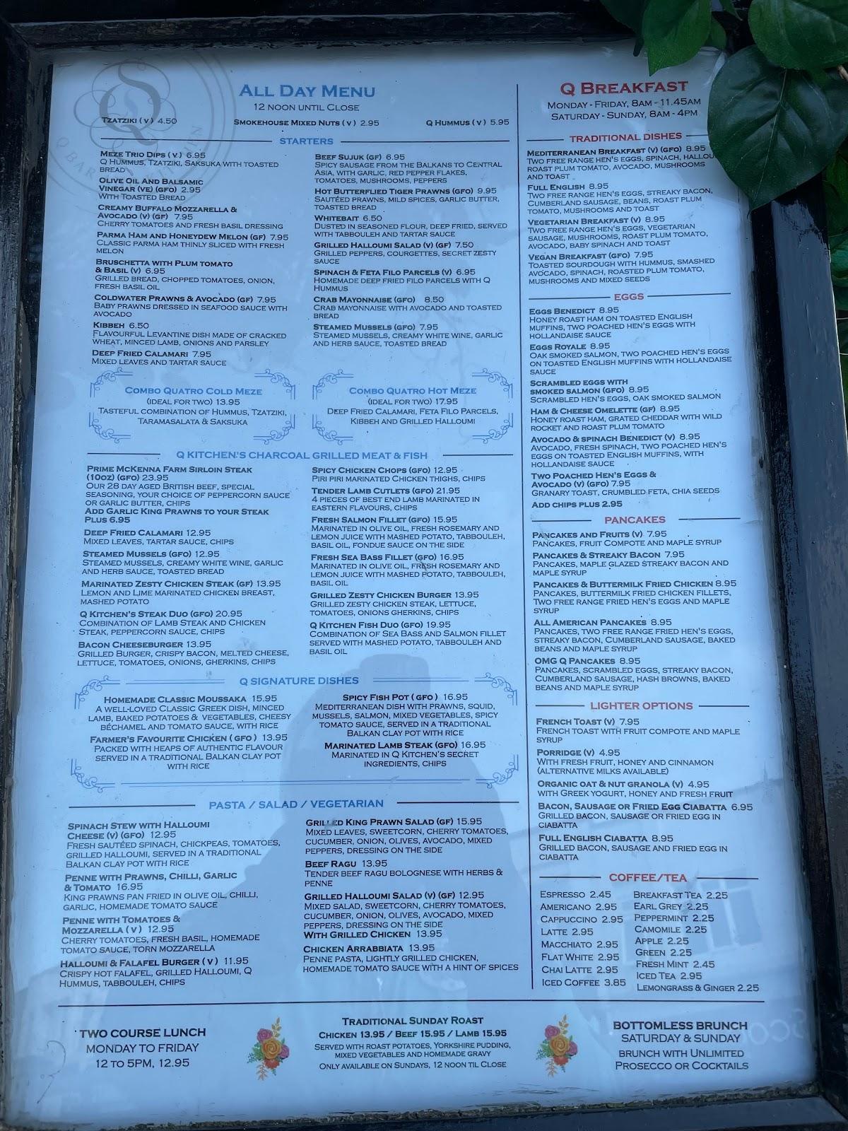 Menu at Q Bar & Kitchen Beckenham, Beckenham