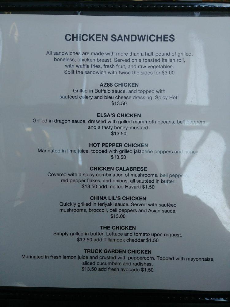 Menu at AZ/88 pub & bar, Scottsdale