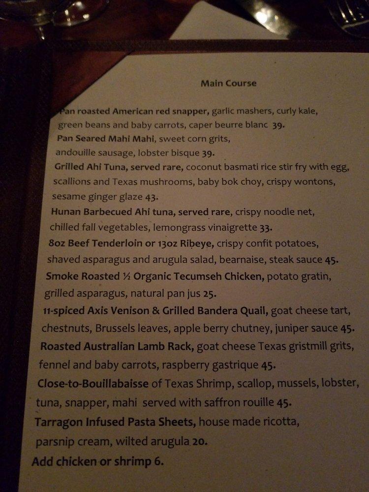 Menu at Biga - San Antonio Riverwalk Restaurant, San Antonio