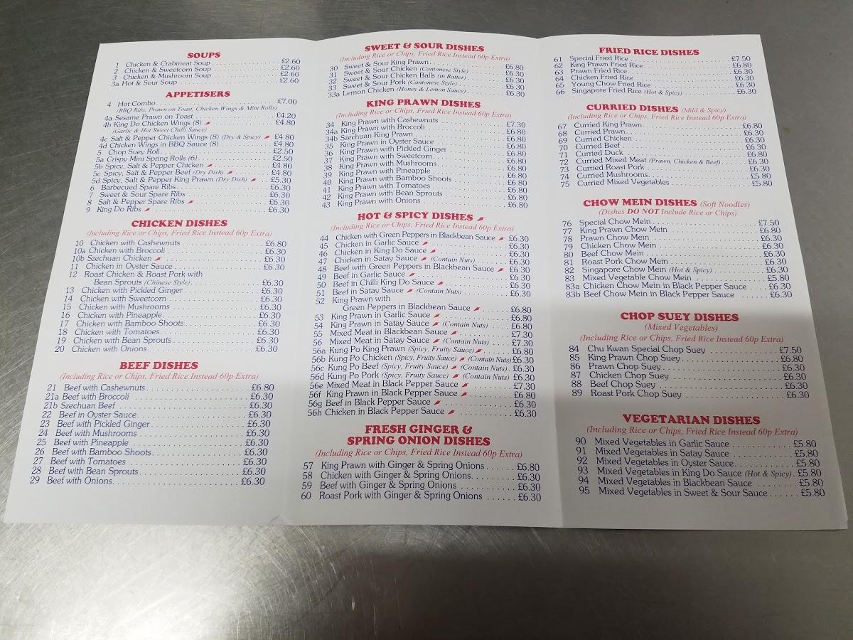 Menu at Chiu Kwan by Mr Lam fast food, Preston