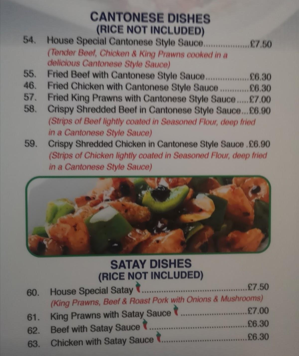 Menu at Chung's Cottage, Old Dalby