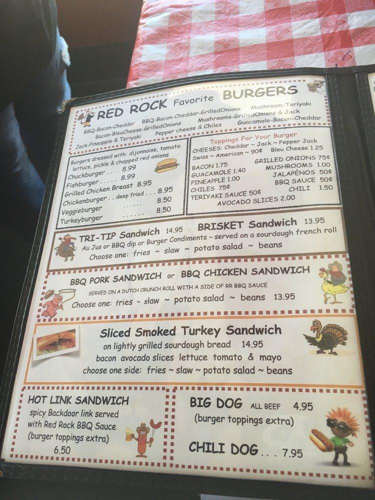 Menu at Red Rock Café BBQ, Napa