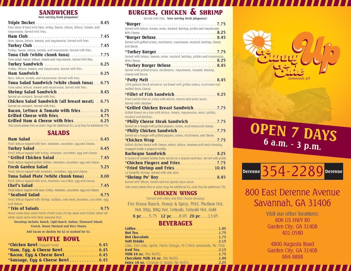 Carta del restaurante Sunnyside Up, Savannah, 800 E Derenne Ave