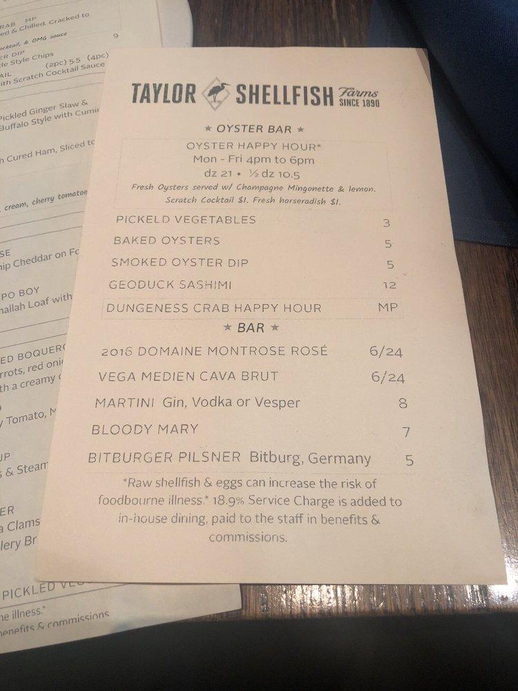 Menu at Taylor Shellfish Oyster Bar, Seattle, 410 Occidental Ave S