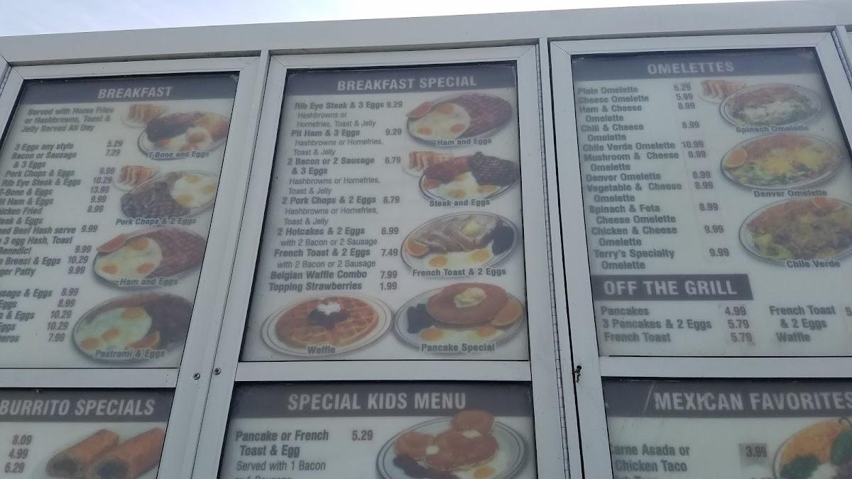 Menu at Terry's Cafe, Stanton