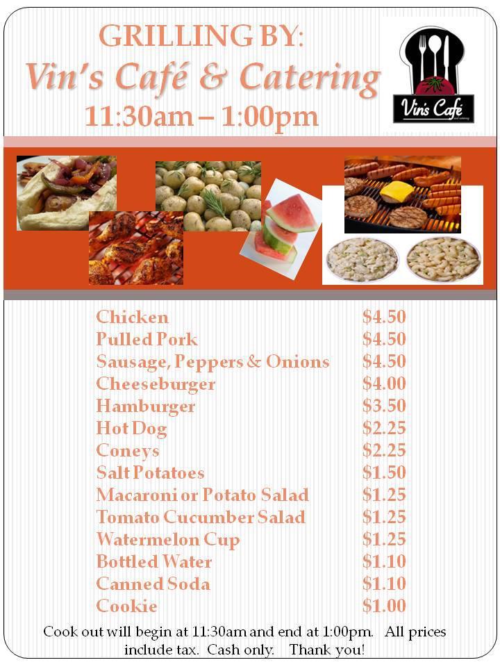 Menu at Vin's Cafe and Catering, North Syracuse