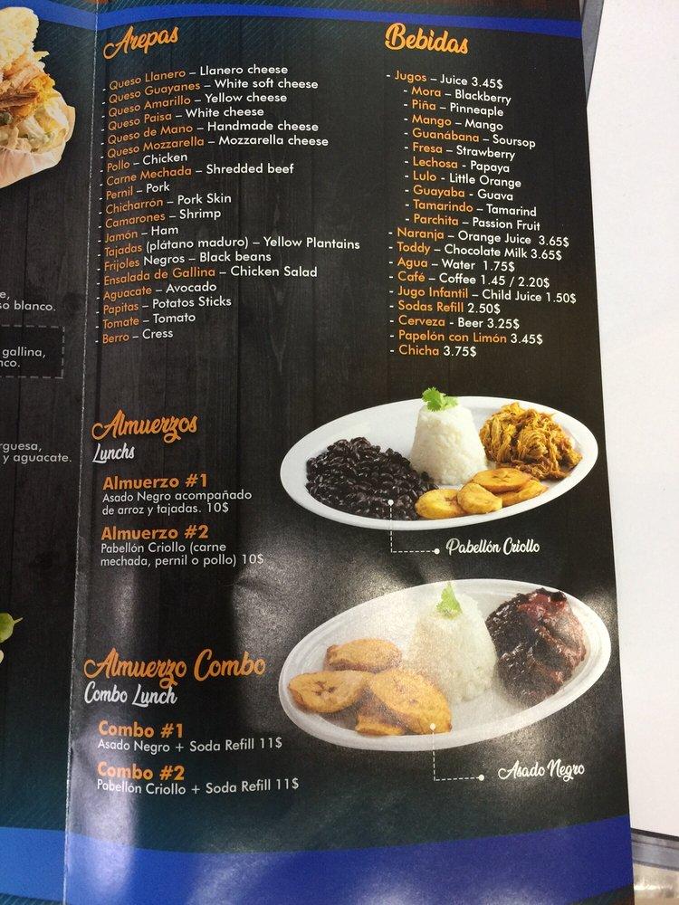 Carta de comida rápida Arepas El Cacao, Orlando, S Kirkman Rd
