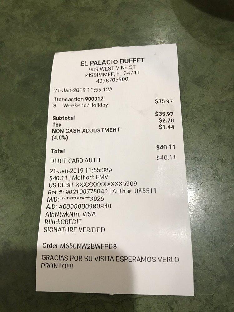 Menu at El Palacio restaurant, Kissimmee, 909 W Vine St